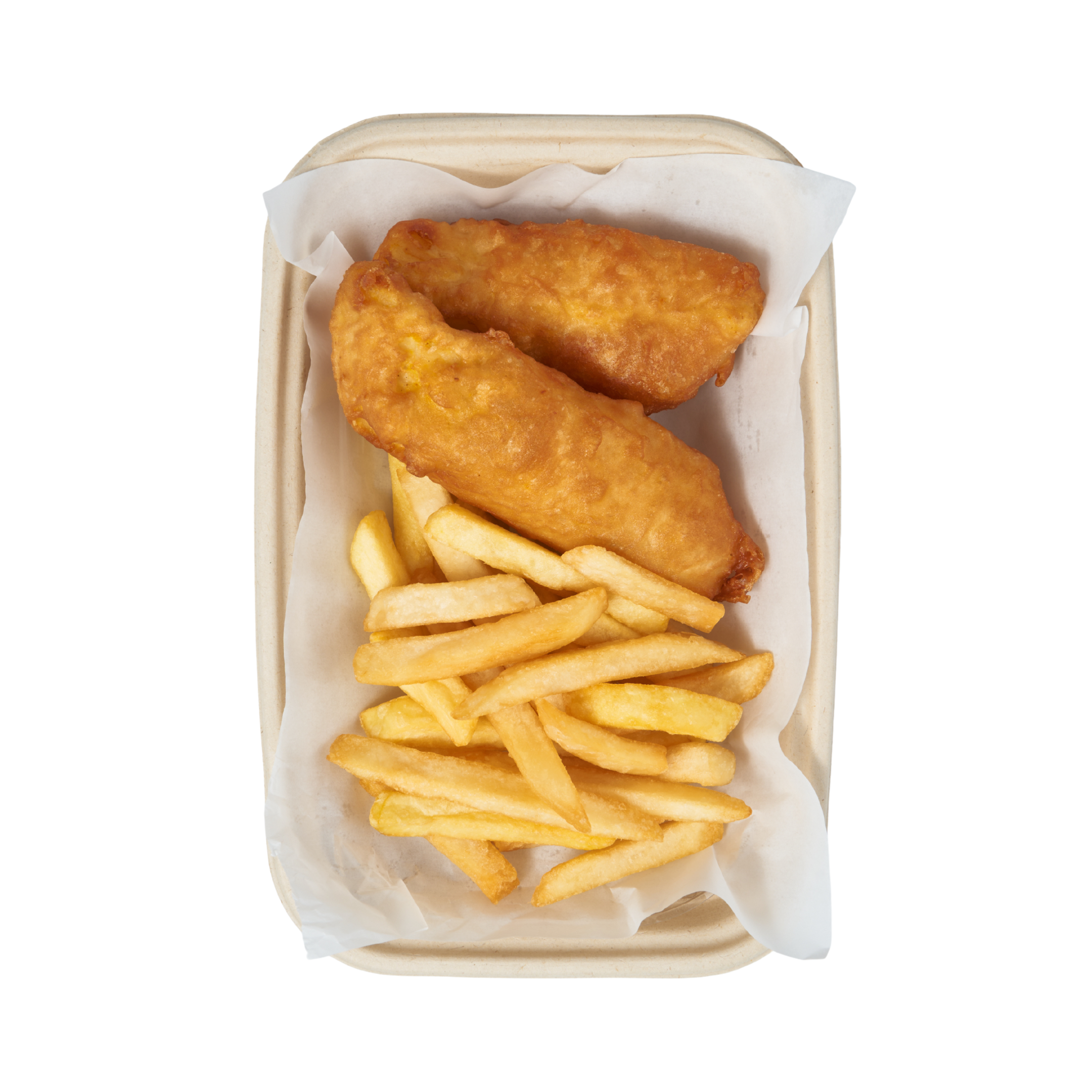 Beer Battered Atlantic Cod & Chips (6 pcs)